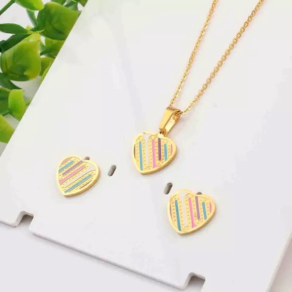 Jewelry | Women Multicolor Heart Shape Jewelry Set | Poshmark